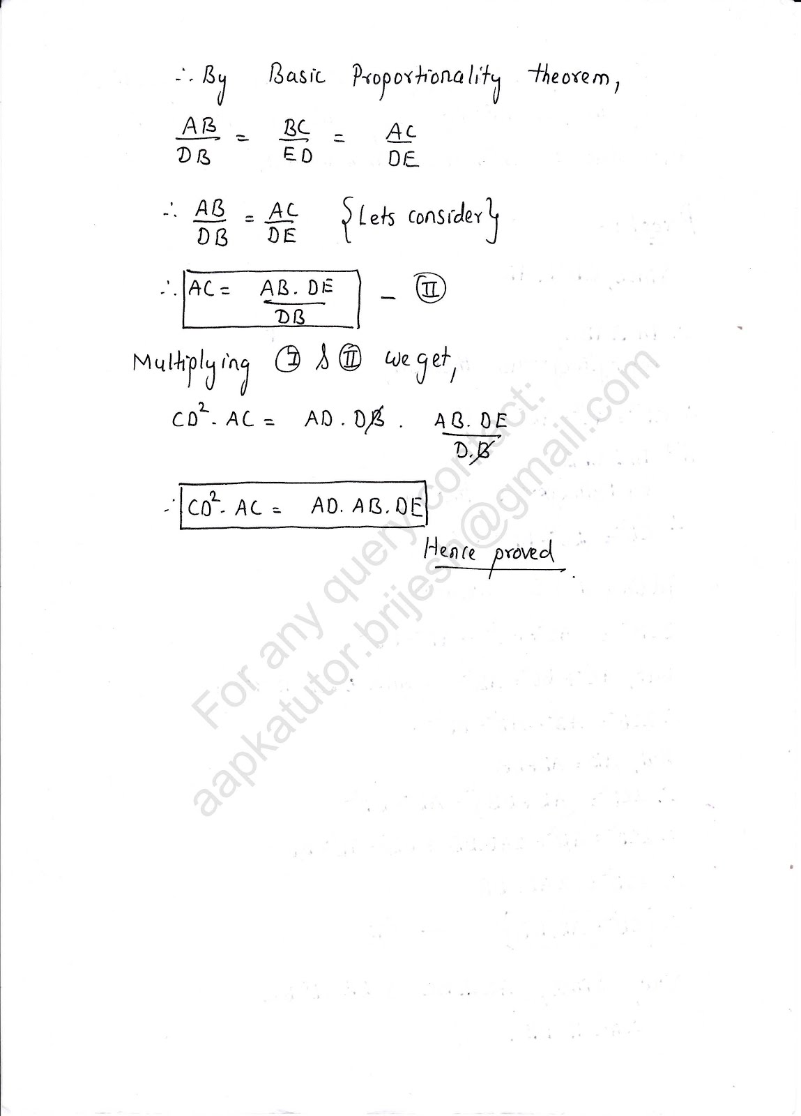 In triangle ABC, Angle ACB=90°, seg CD is perpendicular to seg AB, seg DE is perpendicular to ...