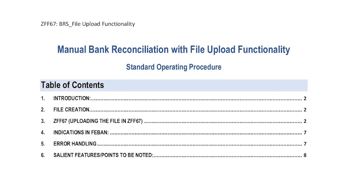 Standard Operating Procedure (SOP) Manual Bank Reconciliation with File ...