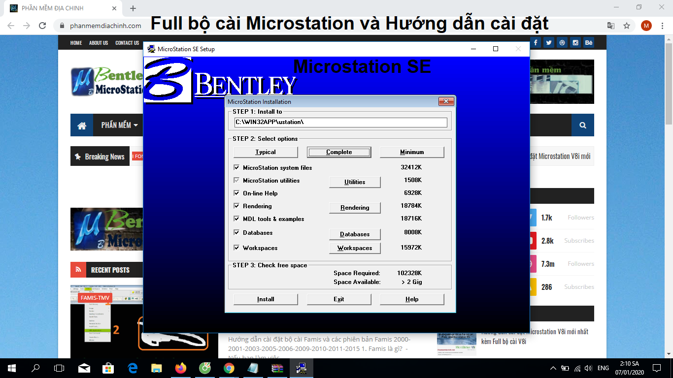Bộ cài Microstation SE V7 và Hướng dẫn cài đặt Microstation