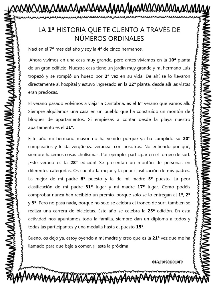 La clase de Lore: NÚMEROS ORDINALES