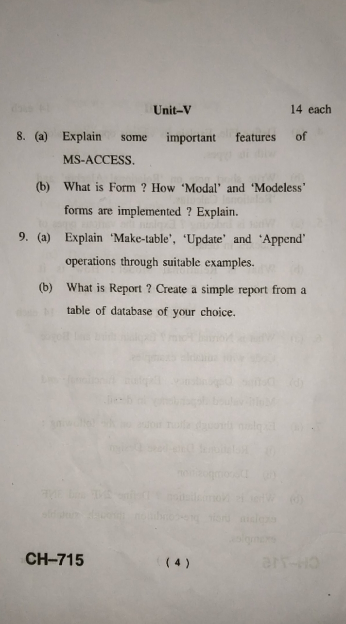 BCA DBMS Question Paper HPU