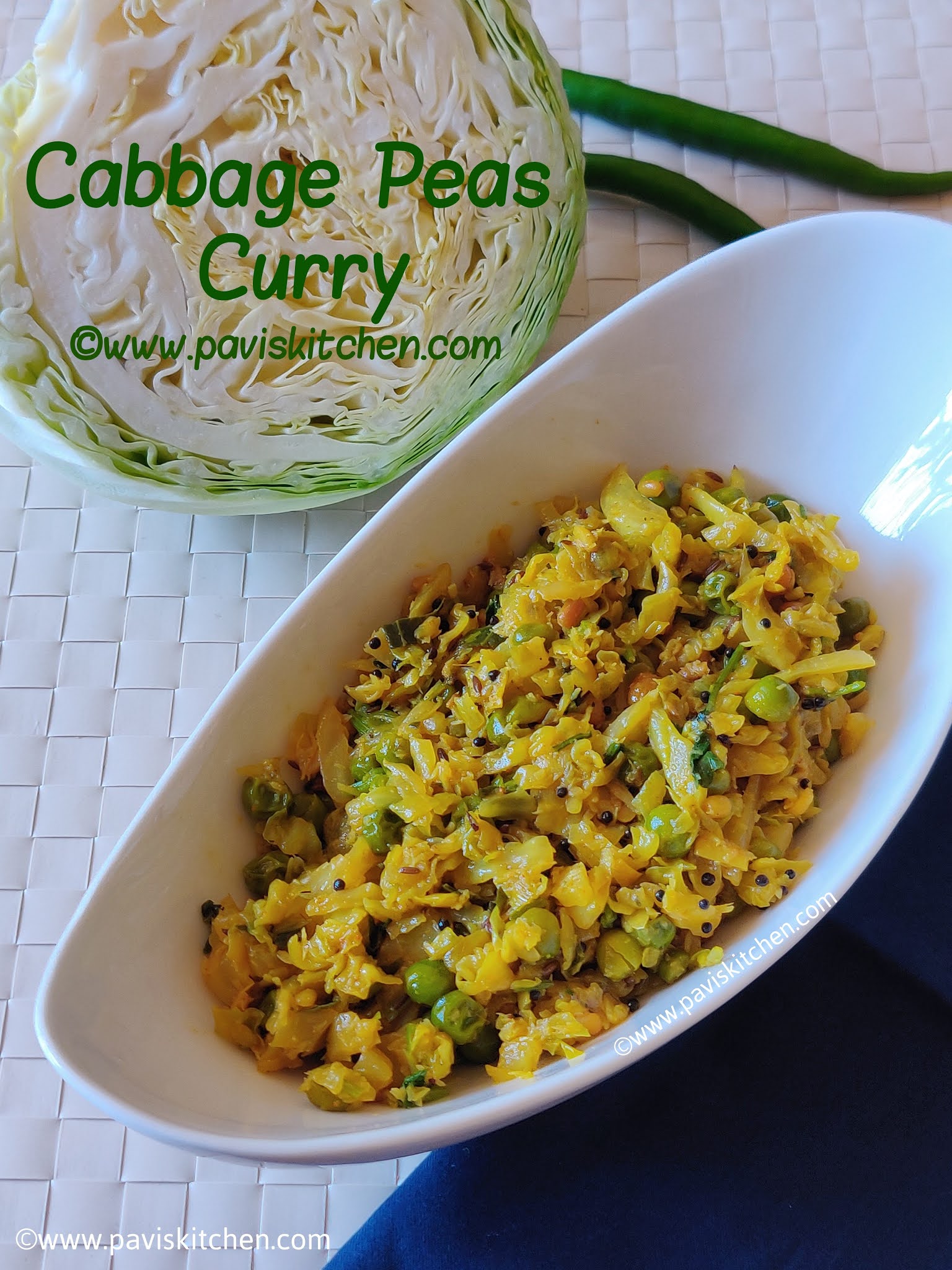 Patta gobhi matar recipe | band gobi matar recipe | Cabbage green peas ...