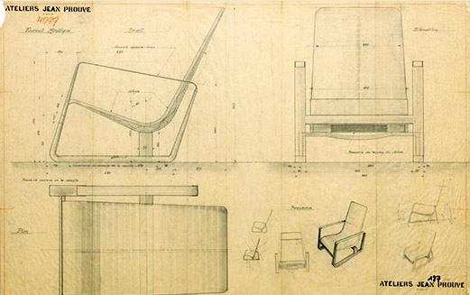 Cody Daley: Jean Prouve construction drawing for the CITE chair, 1944