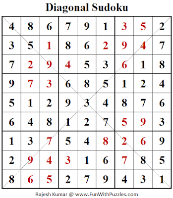 Diagonal Sudoku Puzzle (Fun With Sudoku #392)