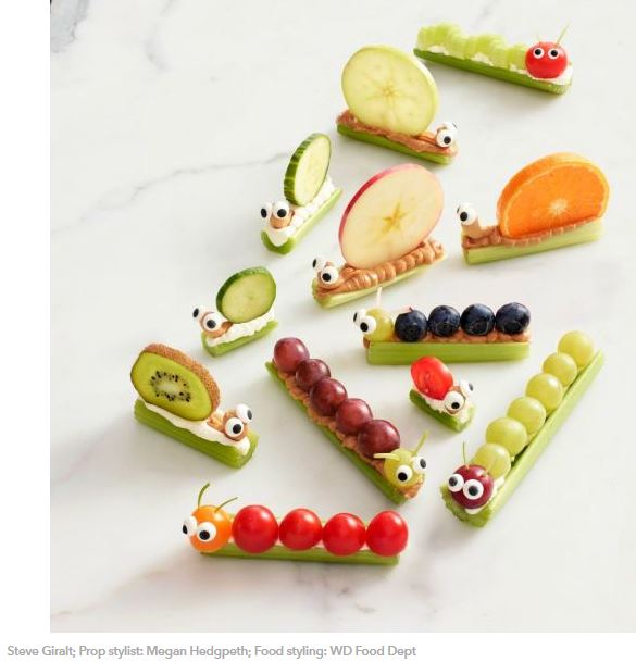 Traktatie-ideetjes: Groente-rupsen en -slakken