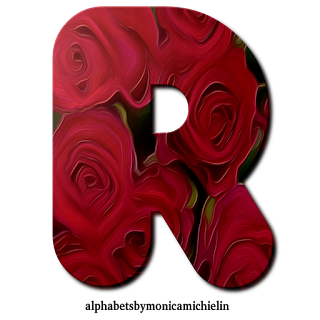 M. Michielin Alphabets: RED ROSES PAINTING OIL TEXTURE SEAMLESS ALPHABET