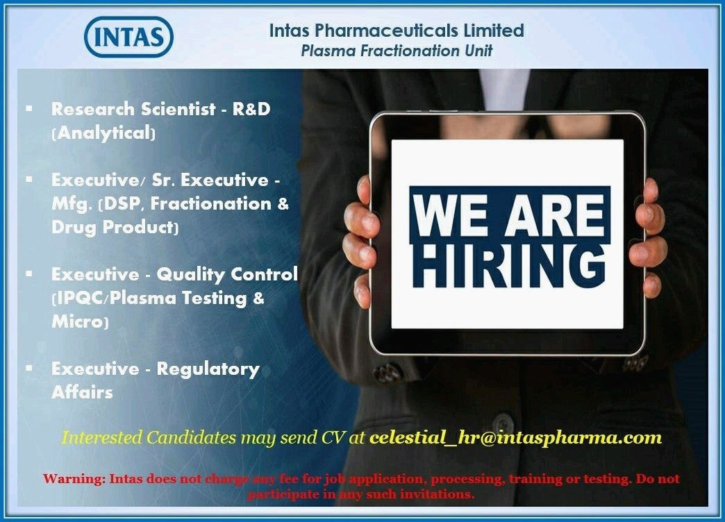 Intas Pharmaceuticals Ltd - Openings for R&D (Analytical ...
