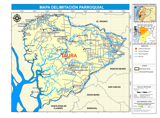 Parroquia Taura: Limites