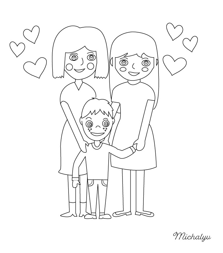Happy family day coloring pages