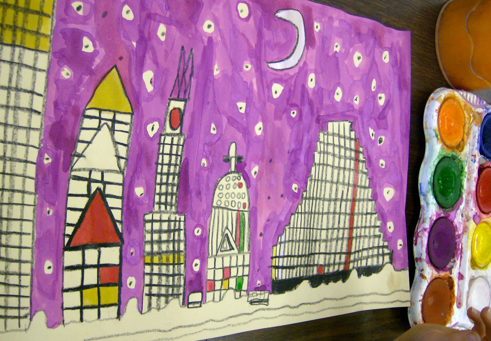 Zilker Elementary Art Class: 2nd Grade Cityscapes