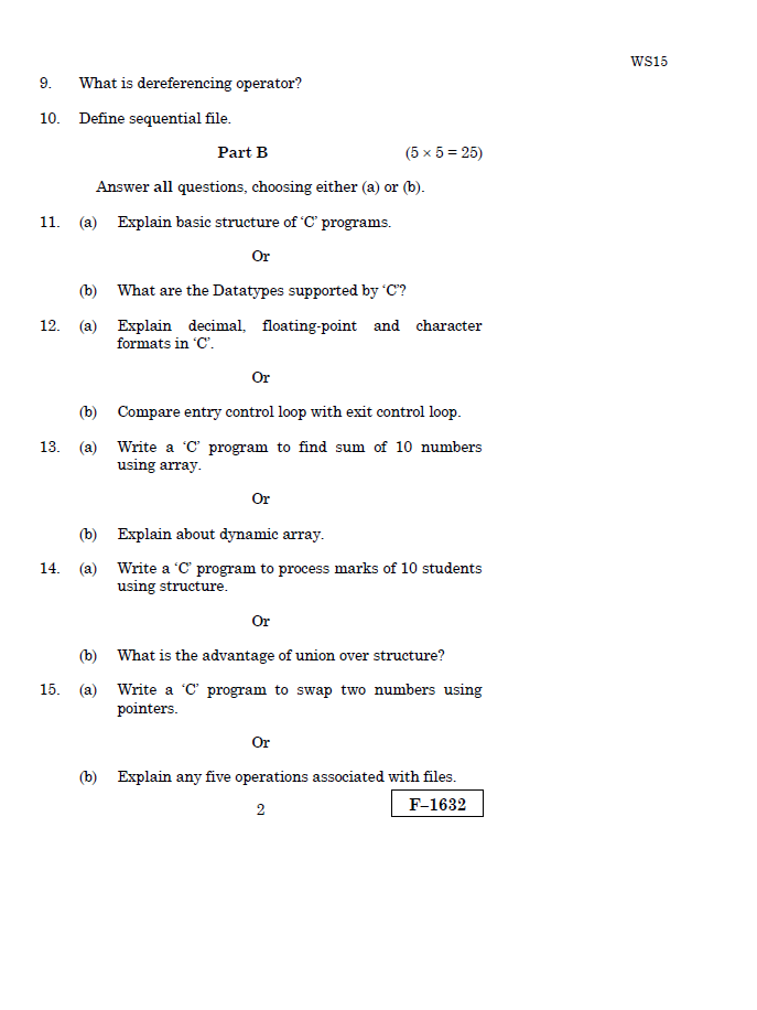 Alagappa University Bsccomputer Science Programming In ‘c April 2019 Question Paper