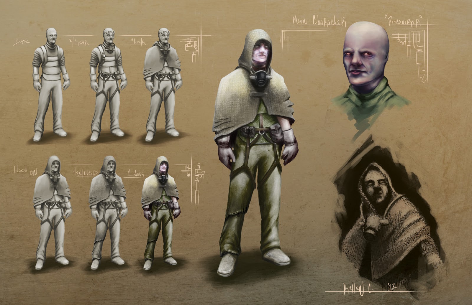 Art of Kellen Carranza: Main Character Layout and Detail Sheets
