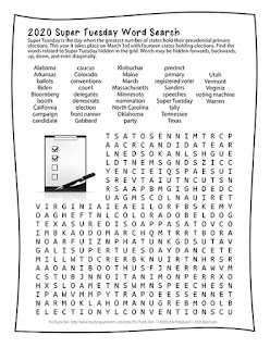 The Puzzle Den: 2020 Super Tuesday Word Search Freebie