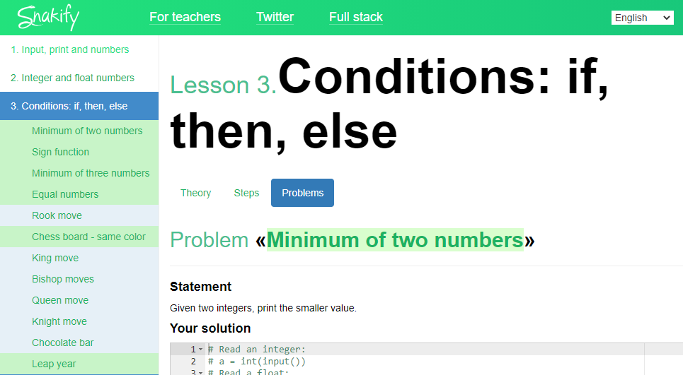 Snakify Python Program Solution Condition If And If Else Chetan Tm