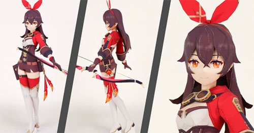 Genshin Impact: Amber Paper Model | Paperized Crafts