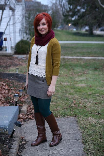 Thrift and Shout: Cute Outfit of the Day: Lace and Tweed