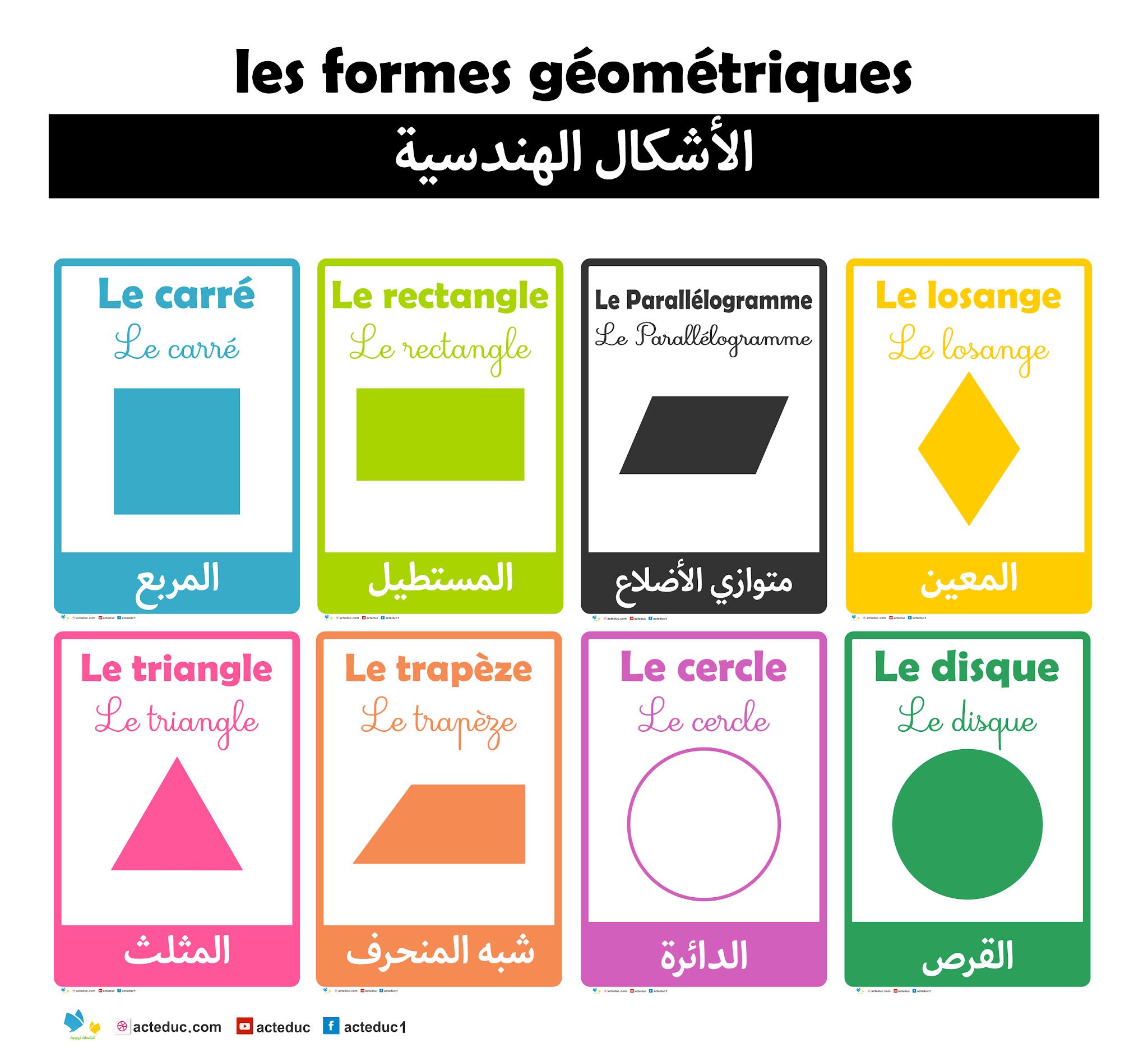الاشكال الهندسية بالعربية و الفرنسية Les formes géométriques en ...