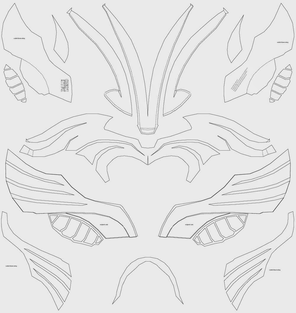 Pola papercraft Helm Thor[Dewa Petir}