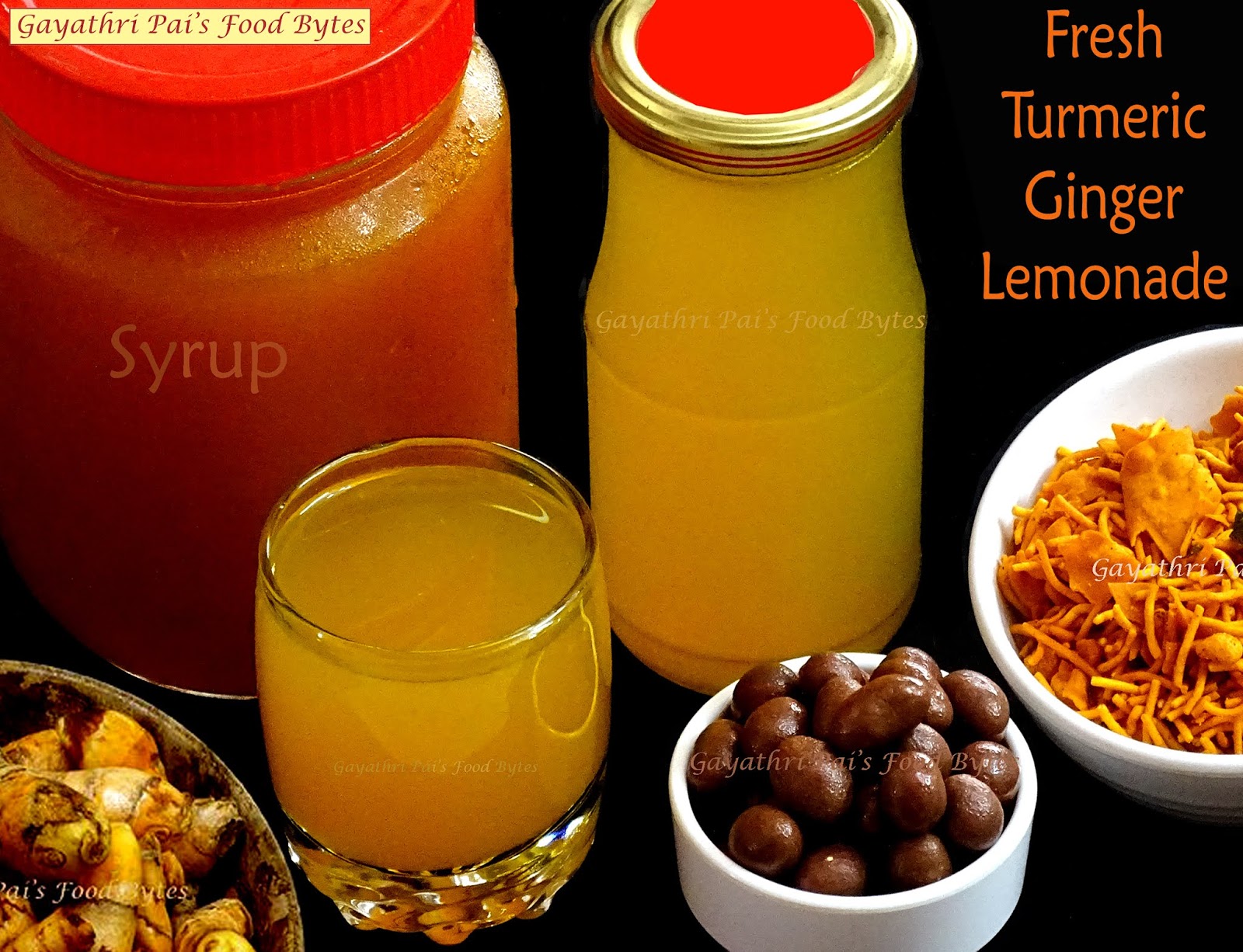 Gayathri Pai's Food Bytes: Fresh Turmeric Ginger Lemonade/Syrup.