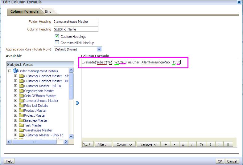 Oracle Business Intelligenceobieeallams Evaluate Function In Obiee To Embedded Db Functions