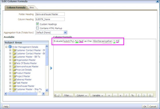 Oracle Business Intelligence(OBIEE)::Allam's: Evaluate() Function in OBIEE to Embedded DB Functions
