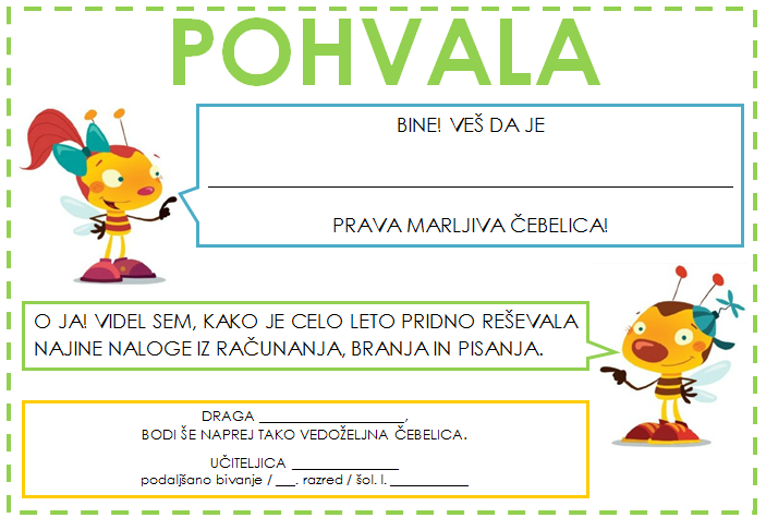 Rožnata učiteljica: Pohvale, priznanja, diplome ...