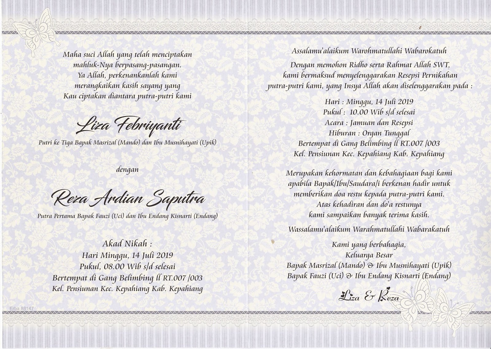 UNDANGAN ERBA 88147 template - Design/Template Undangan
