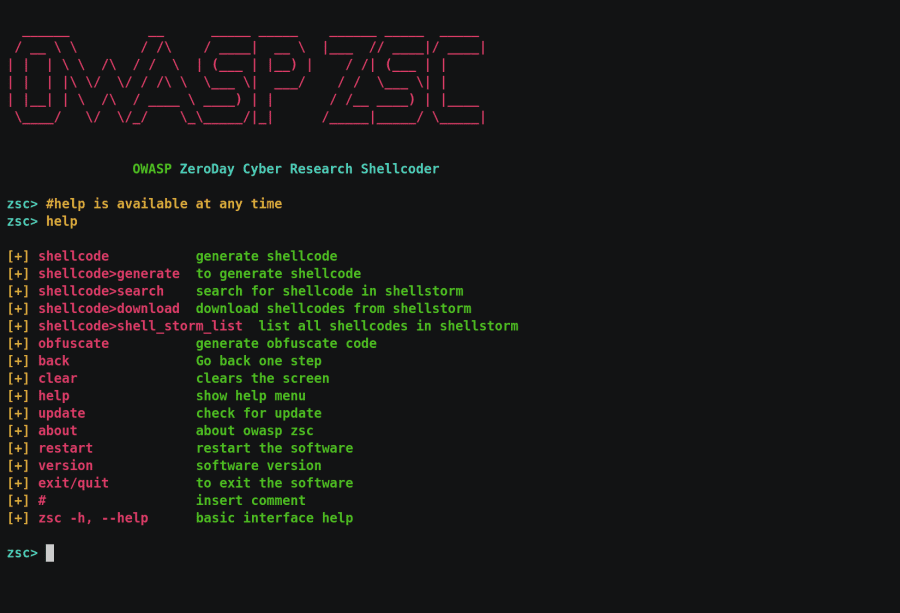 OWASP-ZSC: A Shellcode/Obfuscate Customized Code Generating Tool « ECOLOGÍA
