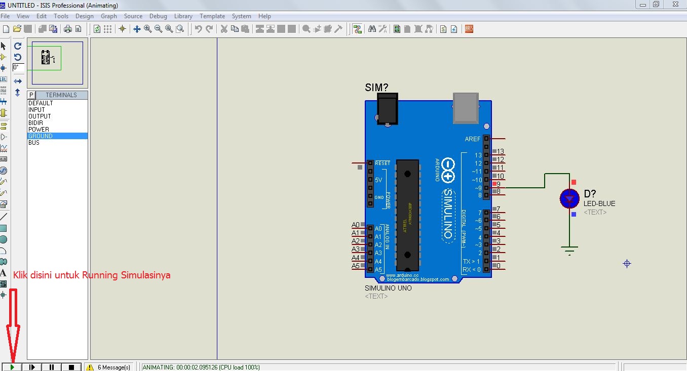 Catatan Catatan Kecil: Simulasi Arduino dengan Proteus (Kedap-Kedip/Blink) Catatan Catatan Kecil: Simulasi Arduino dengan Proteus (Kedap-Kedip/Blink)