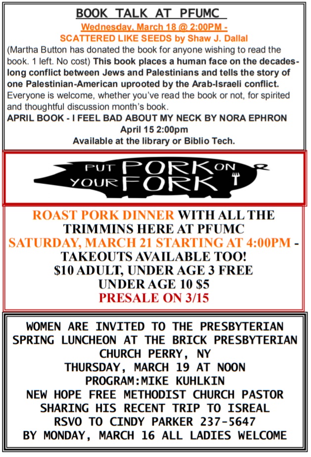 First United Methodist Church of Perry NY: Sunday Morning Announcements ...