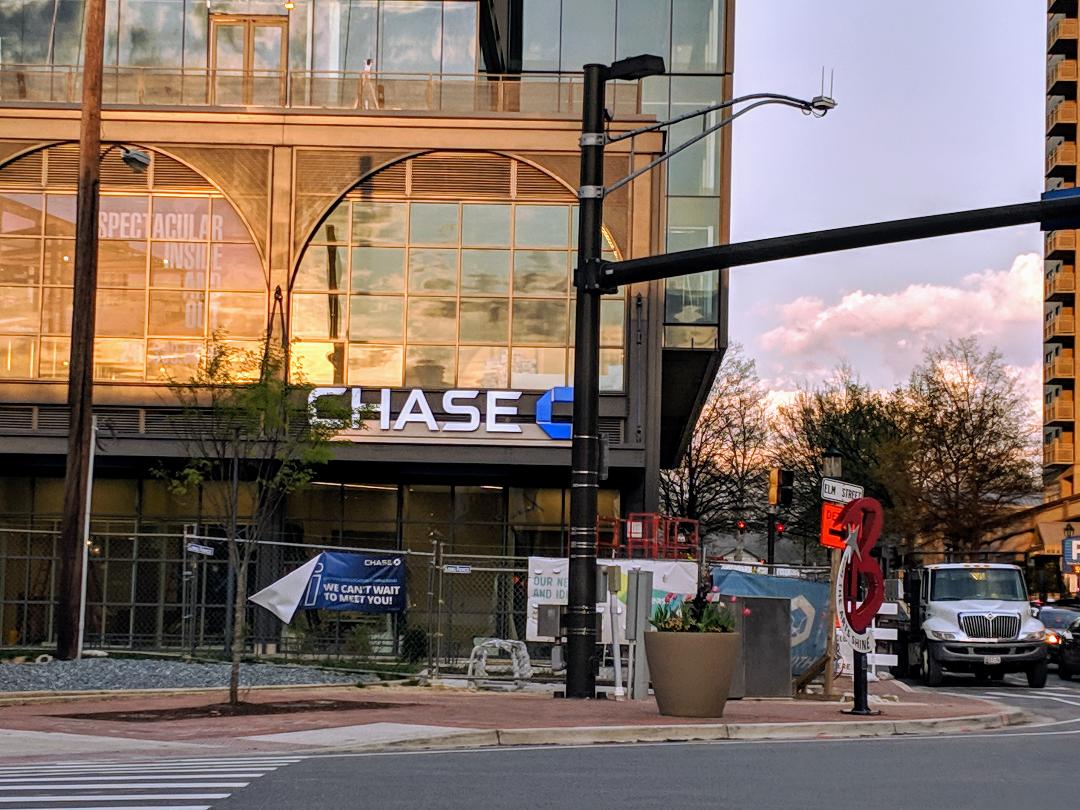 Robert Dyer @ Bethesda Row: Sign installed at Chase bank branch in Bethesda