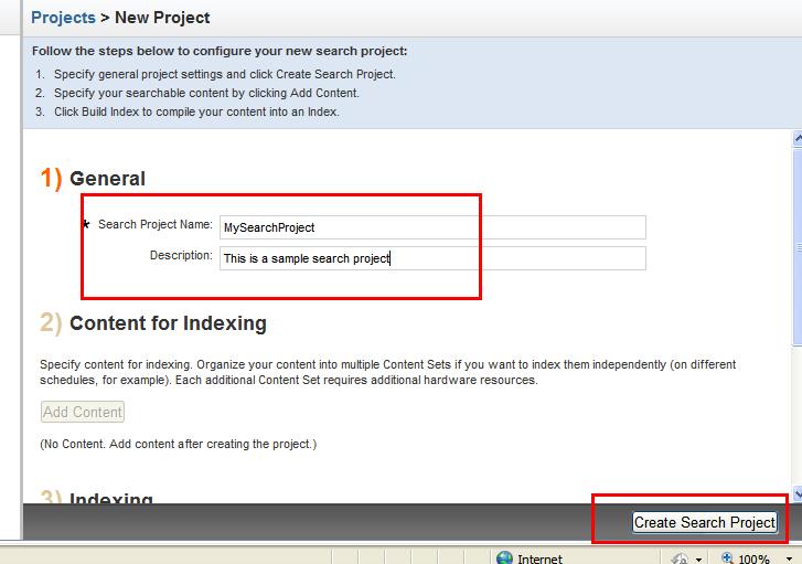 ATG Search - how to create a search project