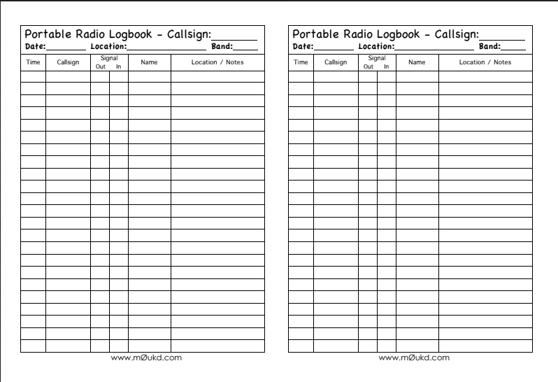 PD3JAG hamradio : Portable logbook om uit teprinten.
