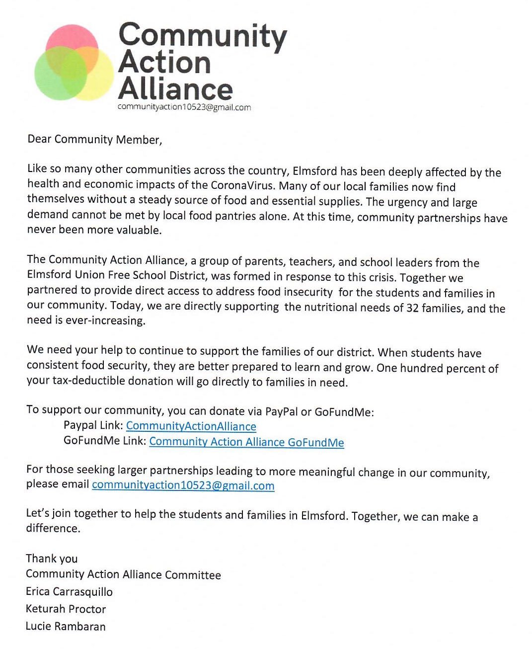 A Better Greenburgh: Community Action Alliance Request