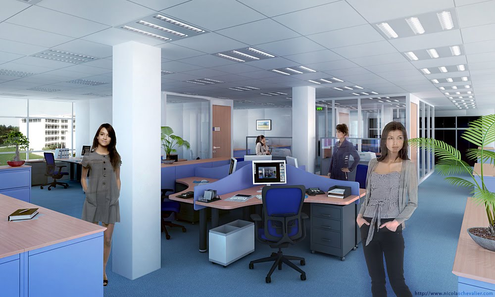 Perspective 3D Architecture: Perspectives 3D Bureaux GSK Space Planing