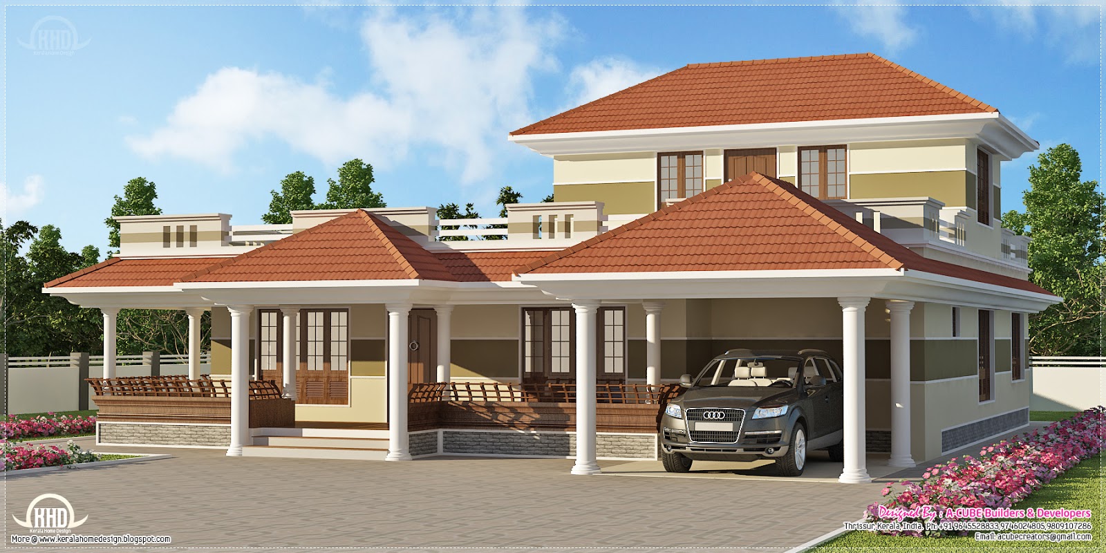 3 bedroom Kerala style villa exterior | Home Kerala Plans