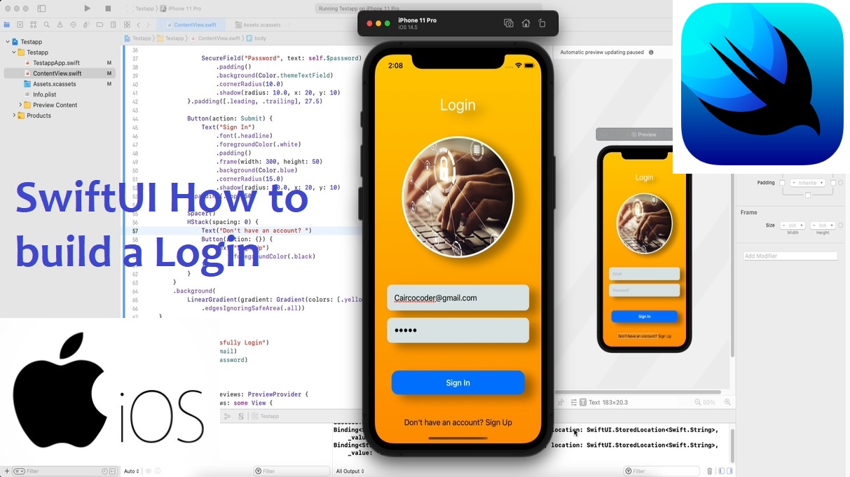 SwiftUI How to build a Login Screen | Tutorial101 SwiftUI How to build a Login Screen | Tutorial101