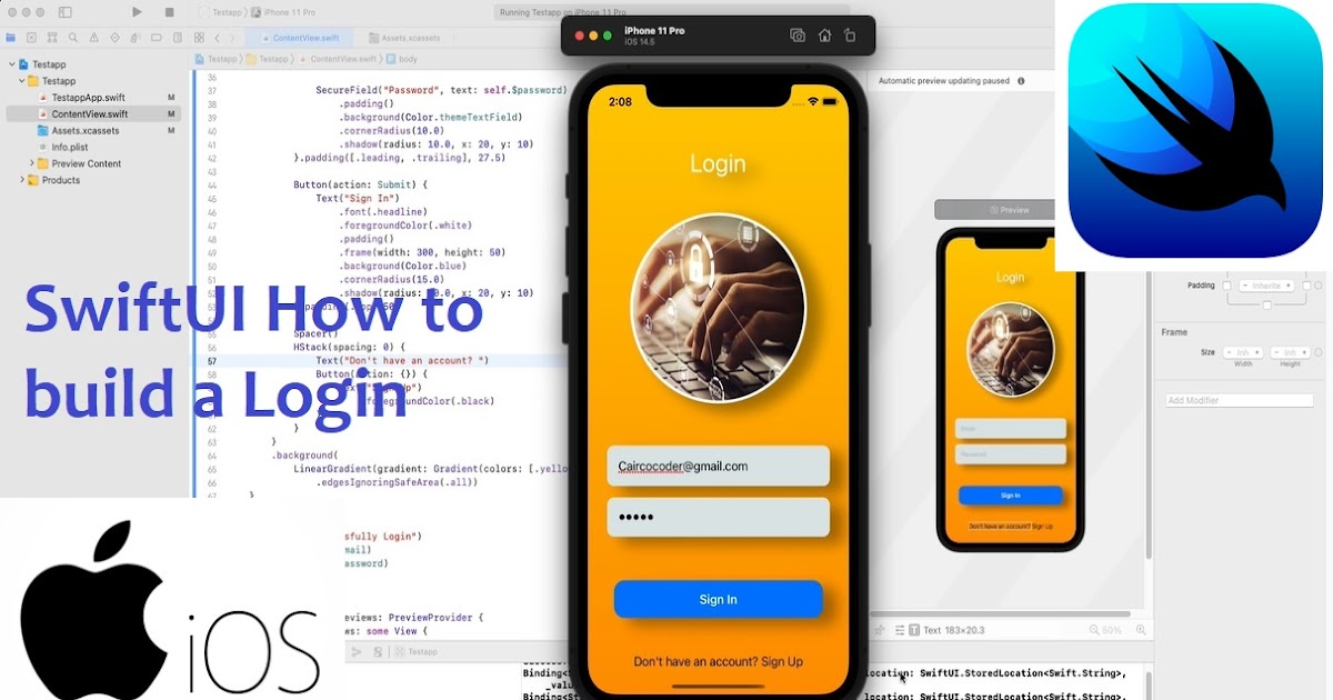SwiftUI How to build a Login Screen | Tutorial101