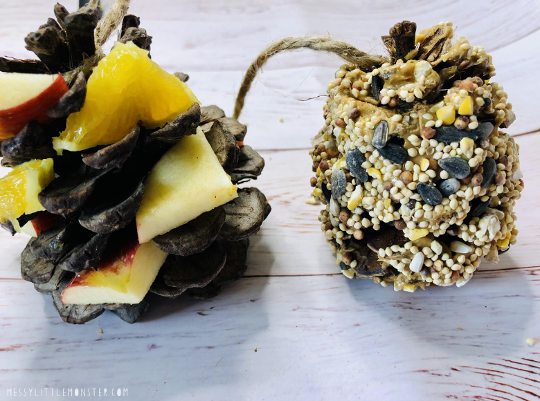 Homemade Pine Cone Bird Feeders - Messy Little Monster