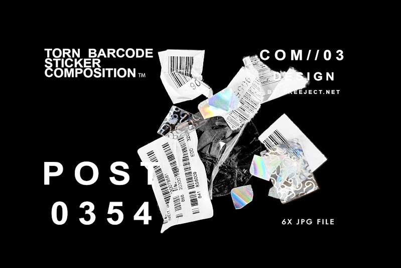 Free Download Torn Barcode Sticker Composition - JPG File