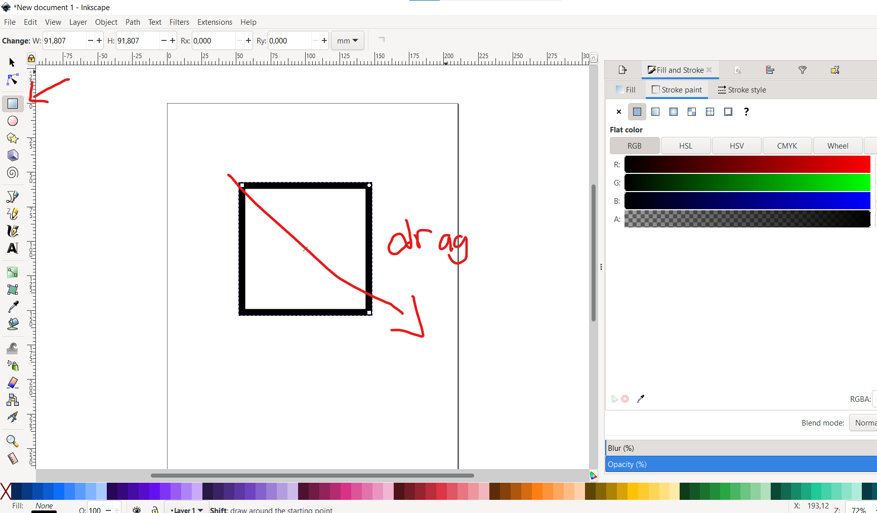 Cara membuat Perfect Rectangle (Square) di Inkscape