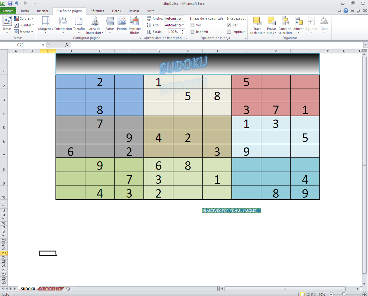 TECNOLOGIA AVAZADA: SUDOKU EXCEL