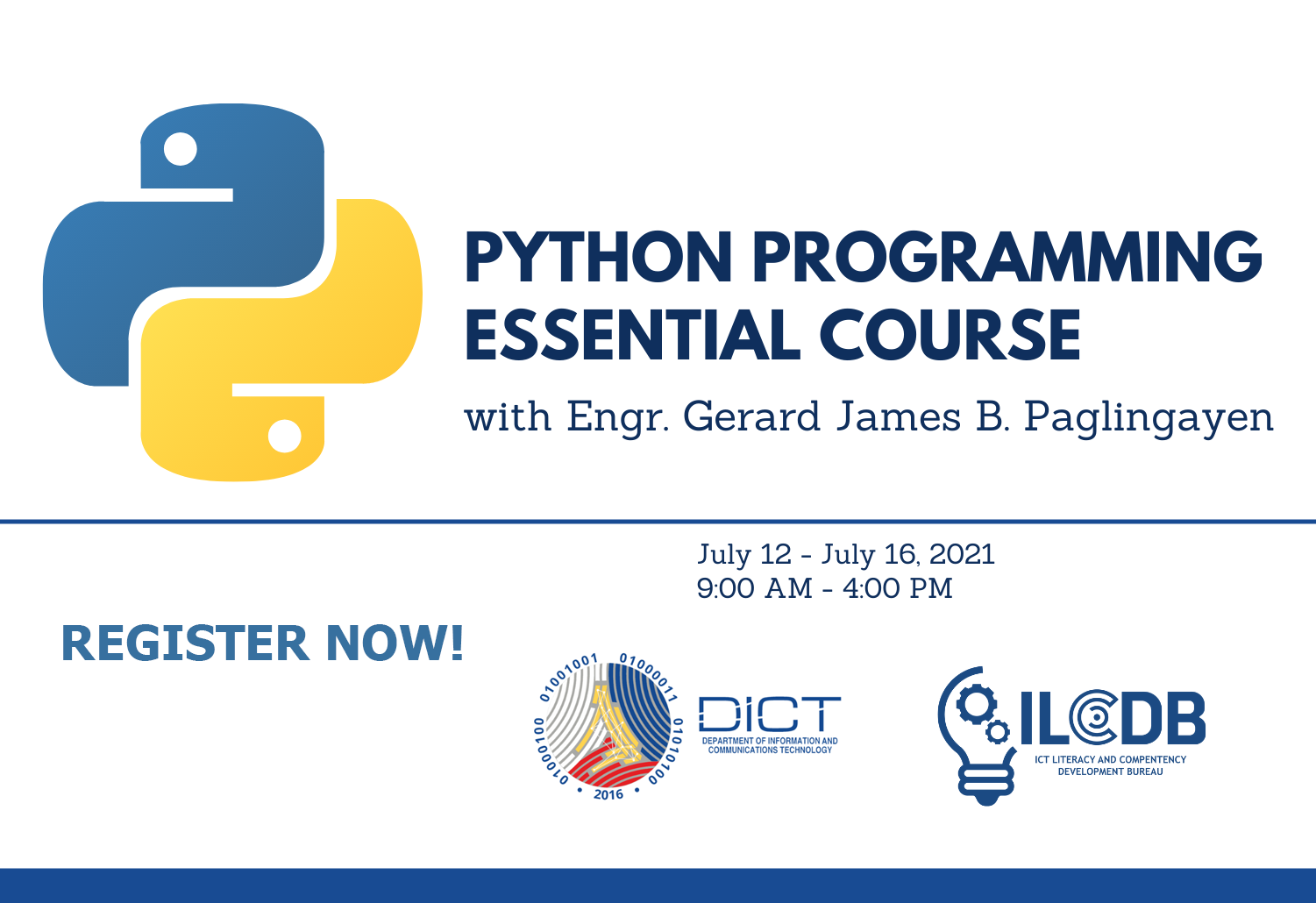 5 Day Free Webinar On Python Programming Essential Course From Dict July 12 16 2021