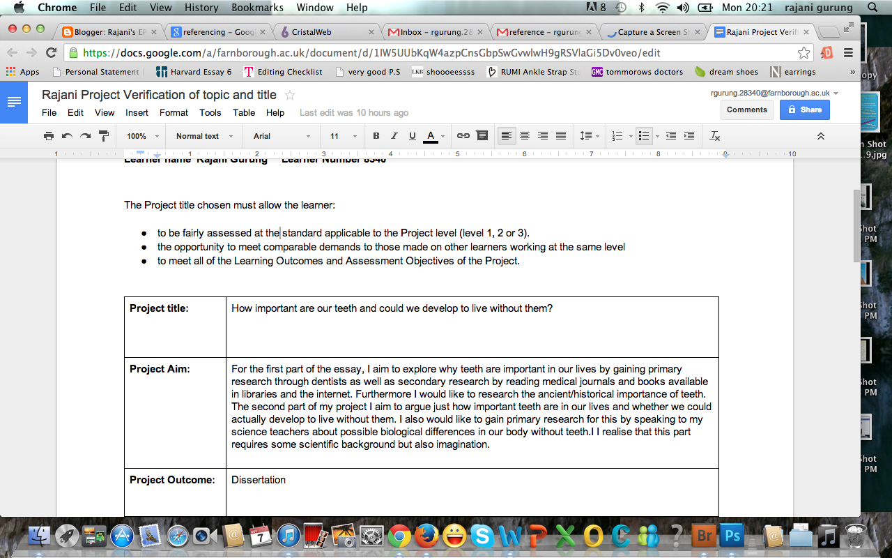 Rajani's EPQ: Referencing/Bibliography