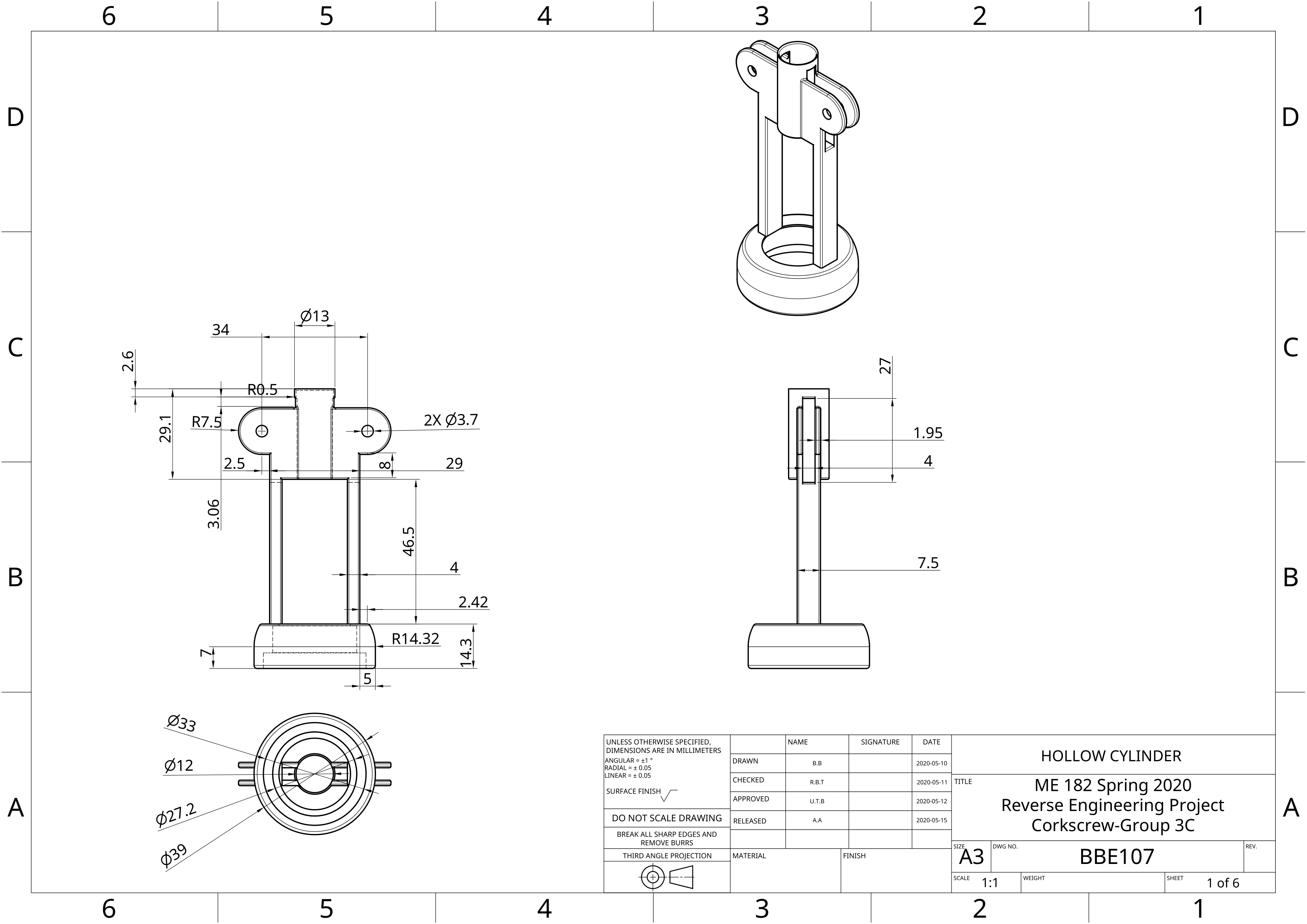 Hollow Cylinder Drawing