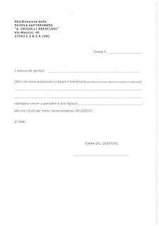 scuola dell'infanzia A. Grigolli Bresciani: delega ritiro all'uscita