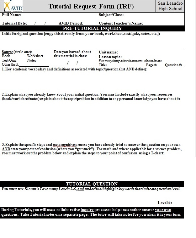 My Teaching and Student Blog: AVID Style Tutorial