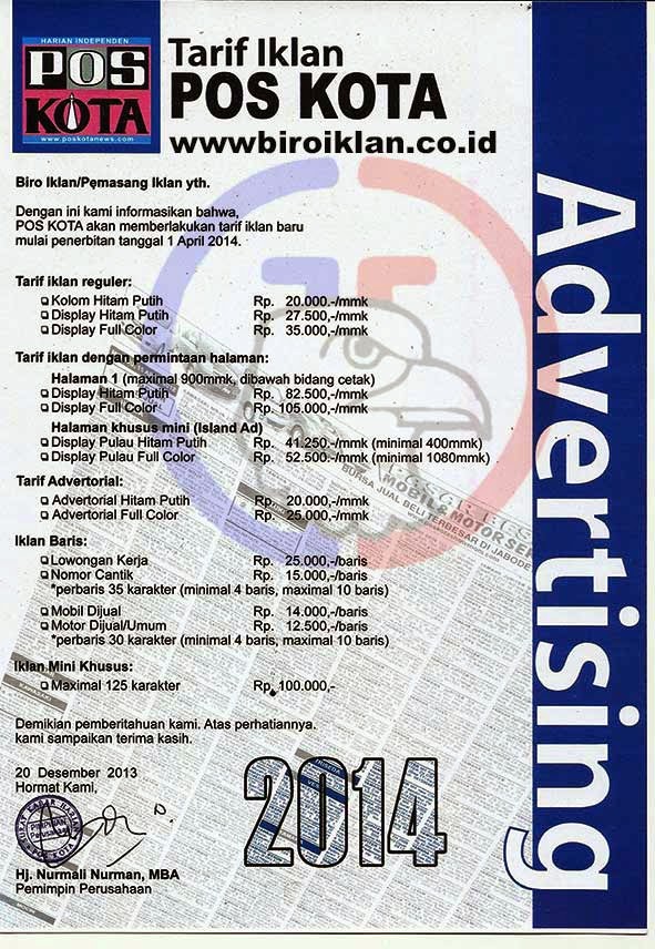 ayu: ukuran iklan dan tarif harga iklan