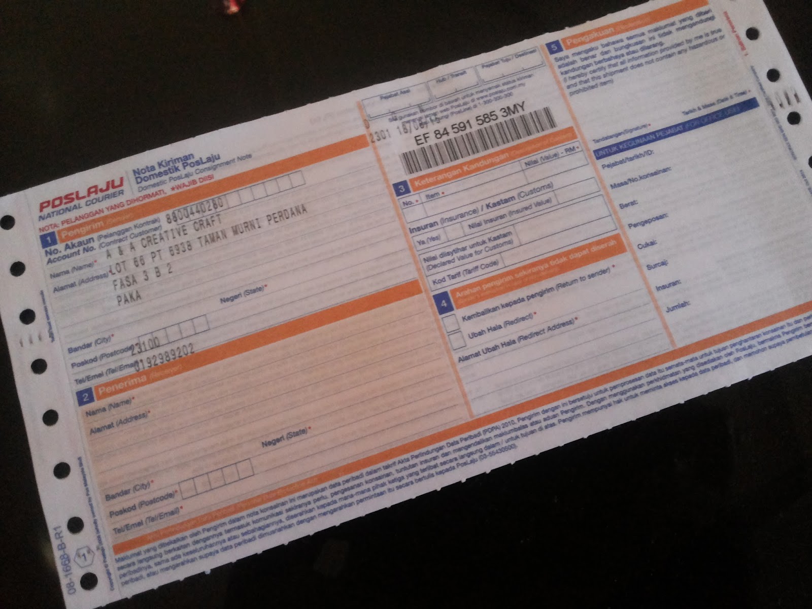 BORONG TELEKUNG SOLAT: Form poslaju...