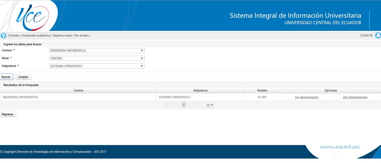 UCE-DTIC: SIIU, Ingreso Notas por archivo